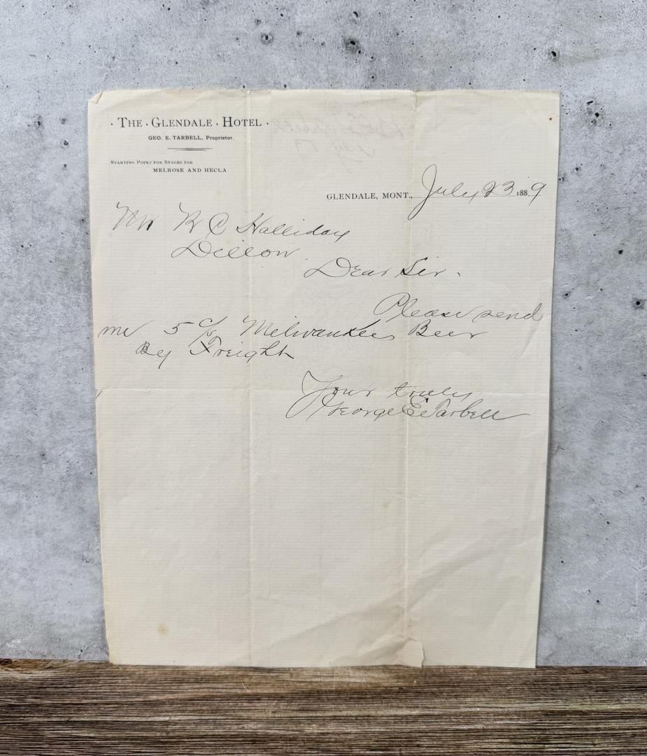 Glendale Montana Territory Ghost Town Letter