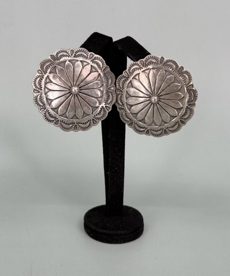 Navajo Sterling Silver Concho Earrings