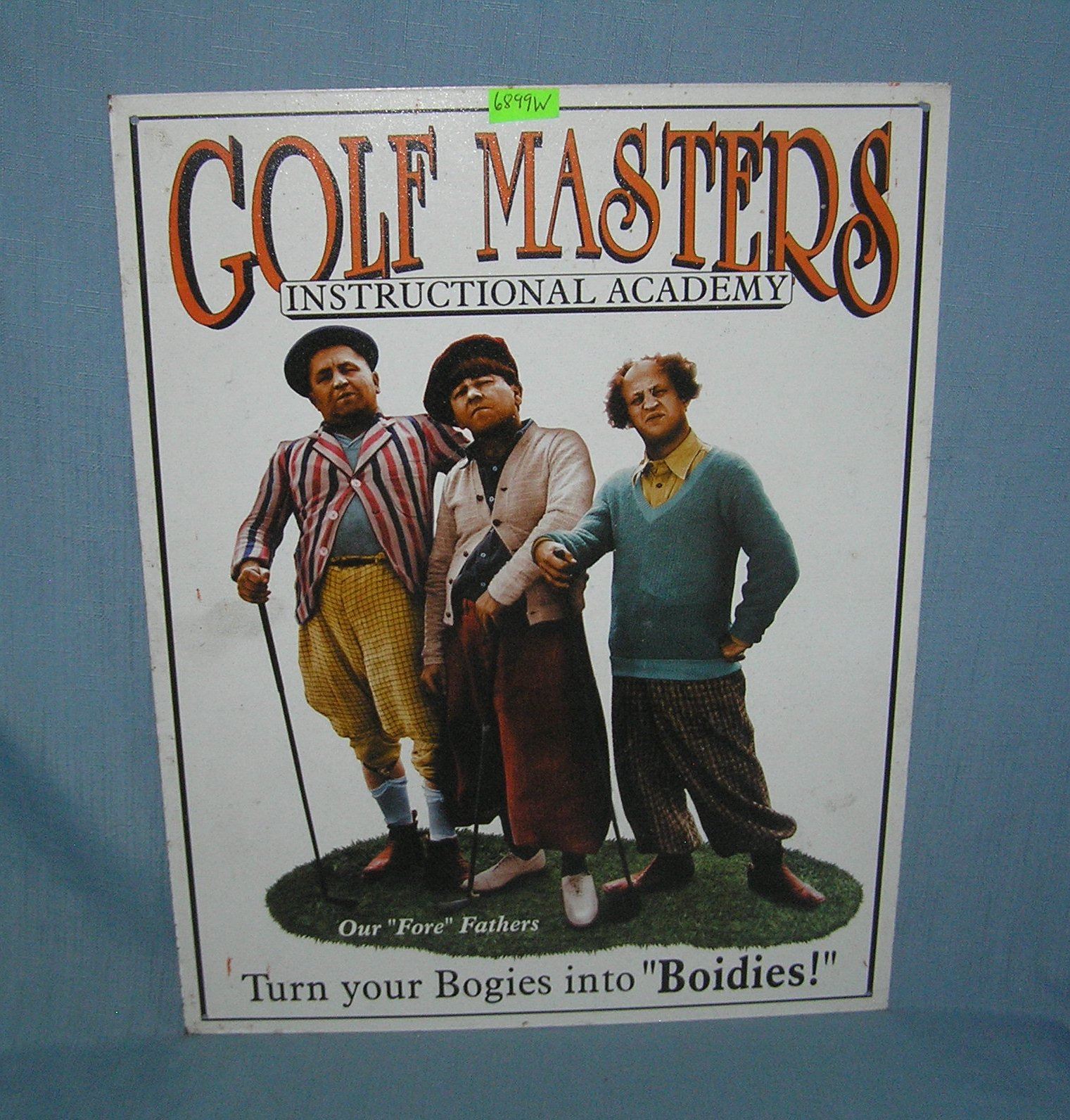 3 Stooges golf masters metal display sign