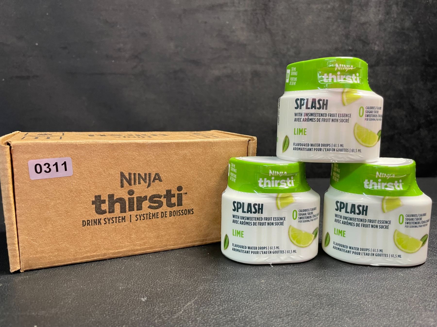 3-Pack of Ninja Thirsti Splash - Lime Flavoured Water Drops - 61.5ml - New