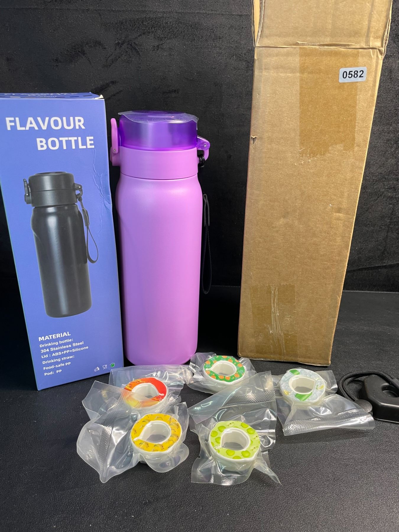1 Flavour Water Bottle (750ml) with Assorted Flavoured Pods - Purple - New