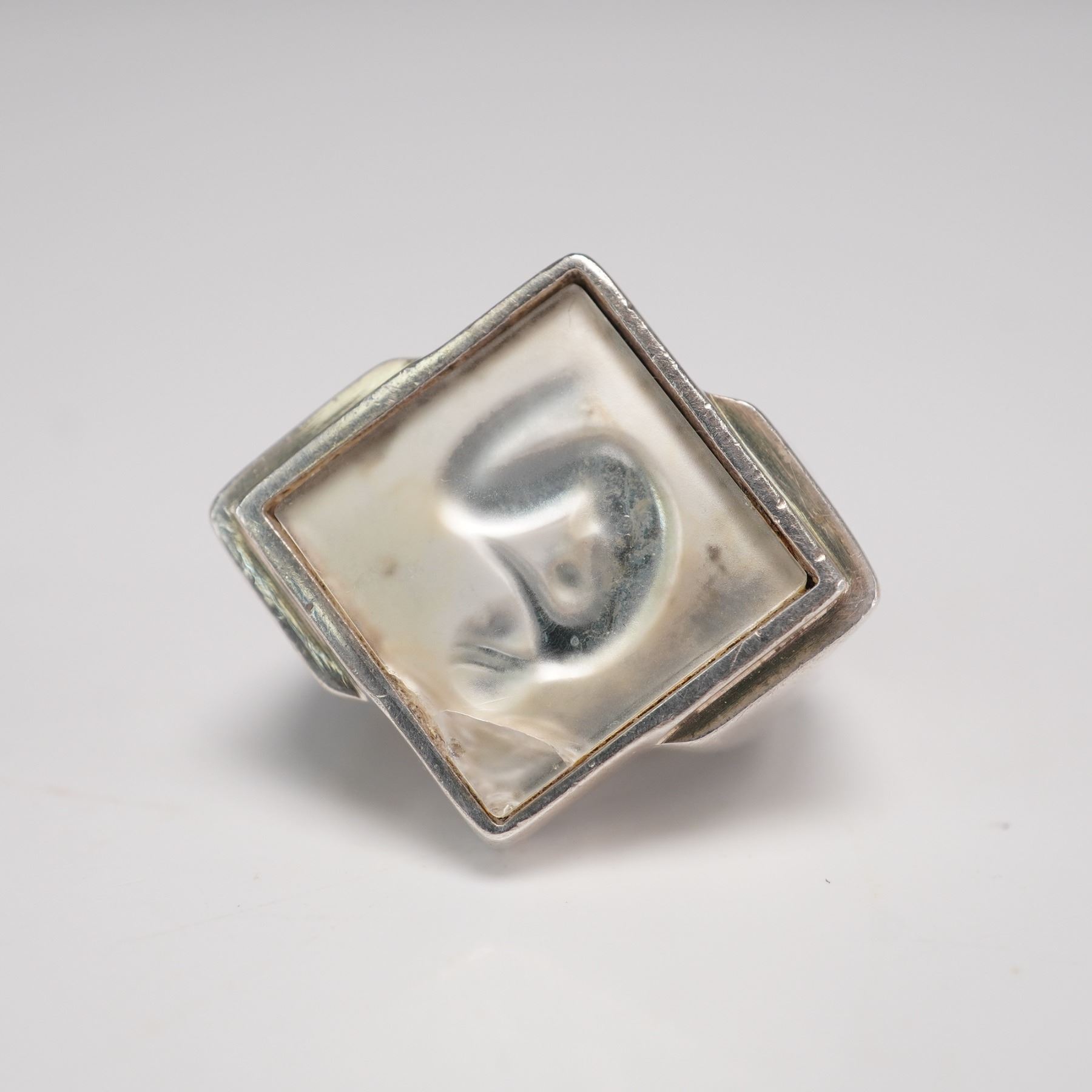 Vintage Lalique Crystal Ondine Tank Ring