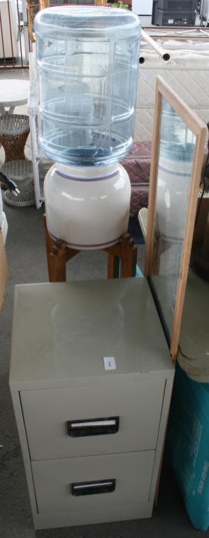 Water Cooler, Filing Cabinet & Mirror