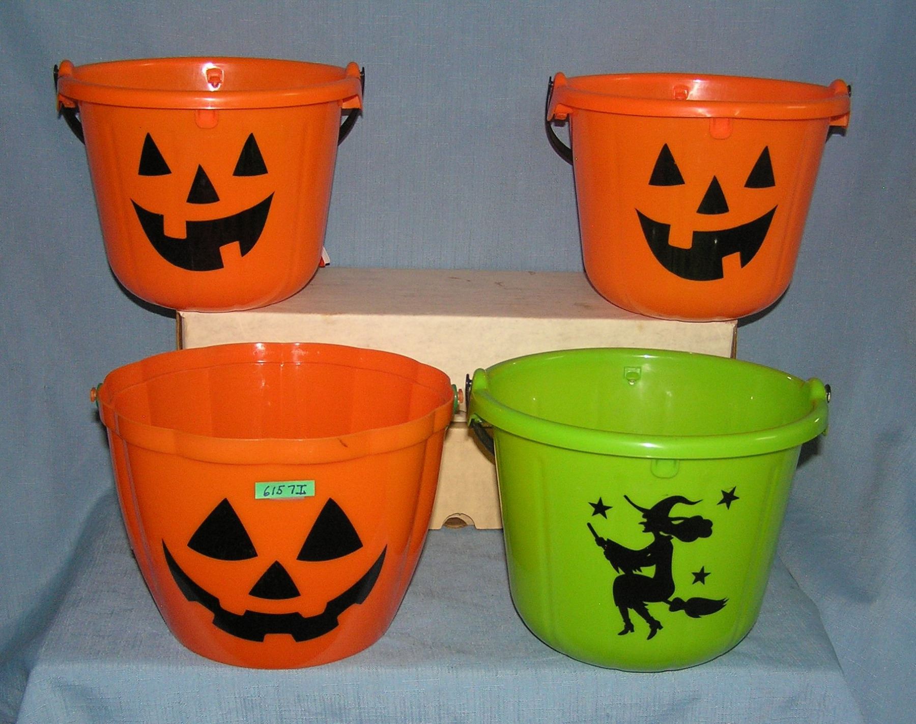 Group of Halloween Trick or Treat buckets
