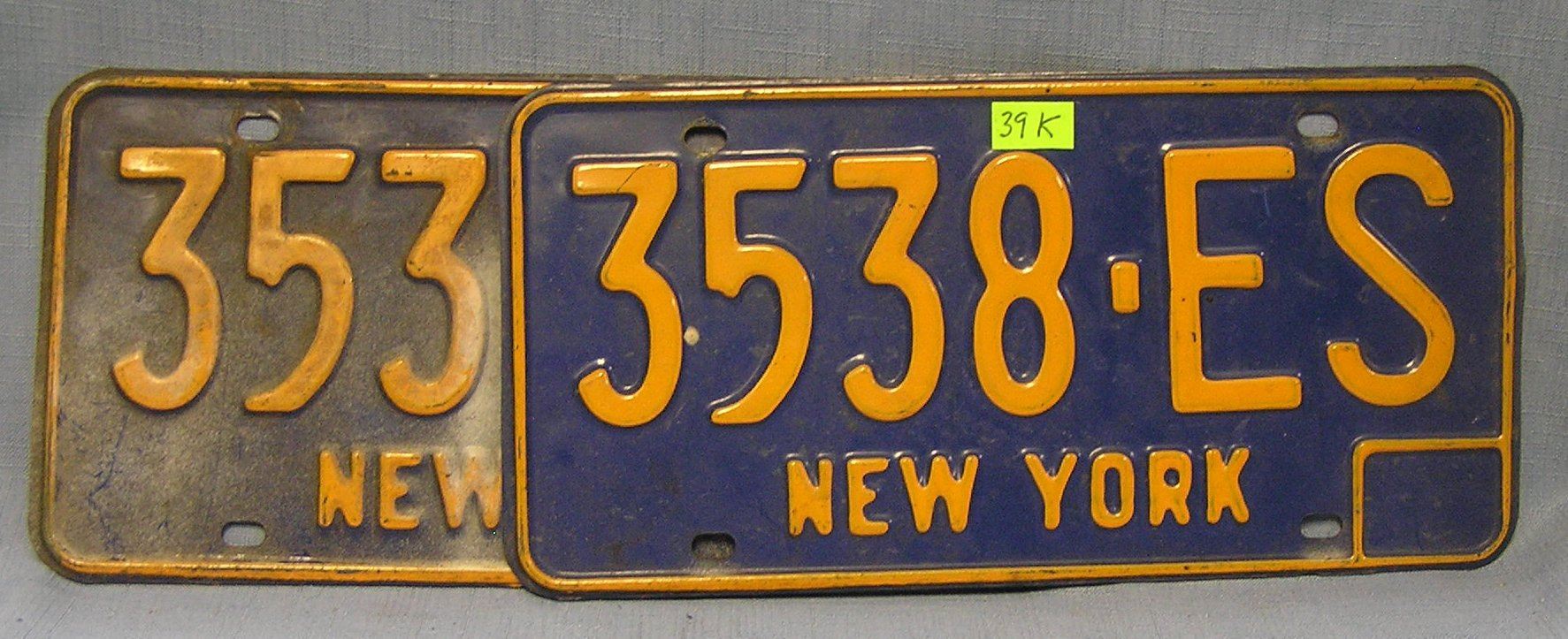 Pair of vintage NY license plates