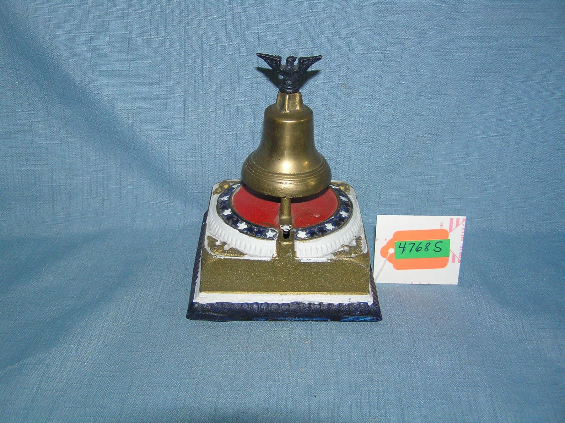 Liberty Bell cast iron mechanical bank circa 1960s