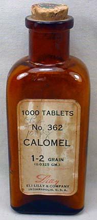 ANTIQUE ELI LILLY "CALOMEL" AMBER GLASS BOTTLE - S