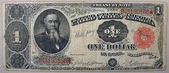 1891 1 DOLLAR TREASURY NOTE