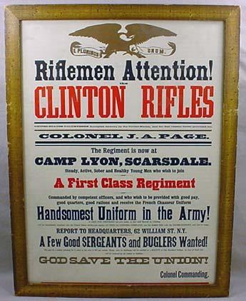 CIVIL WAR ERA UNION RECRUITING POSTER - FRAMED - P