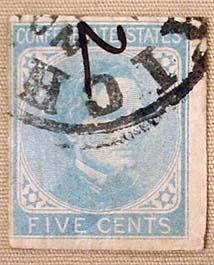 CIVIL WAR ERA CONFEDERATE POSTAGE STAMP