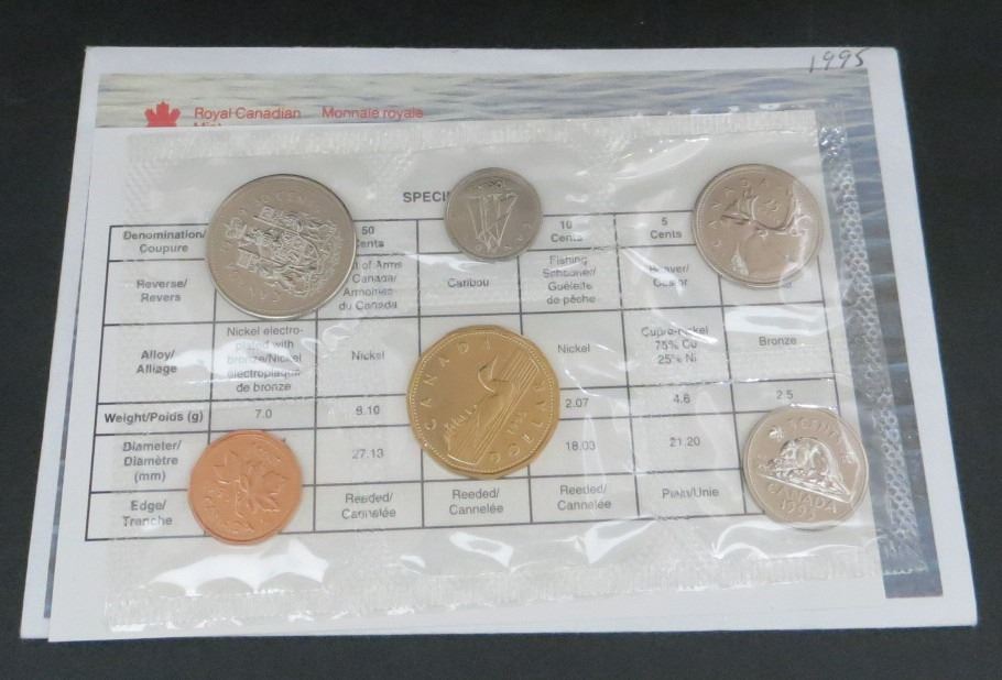 Royal Canadian Mint 1995 Uncirculated 6 Coin Collector Set