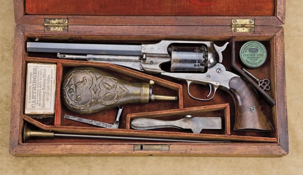Cased Remington New Model 1858 Single Action percussion revolver, .44 ...