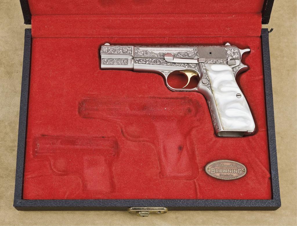 Browning Renaissance engraved High Power semi-auto pistol, engraved ...