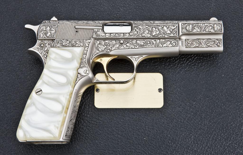 Browning Renaissance engraved High Power semi-auto pistol, engraved ...