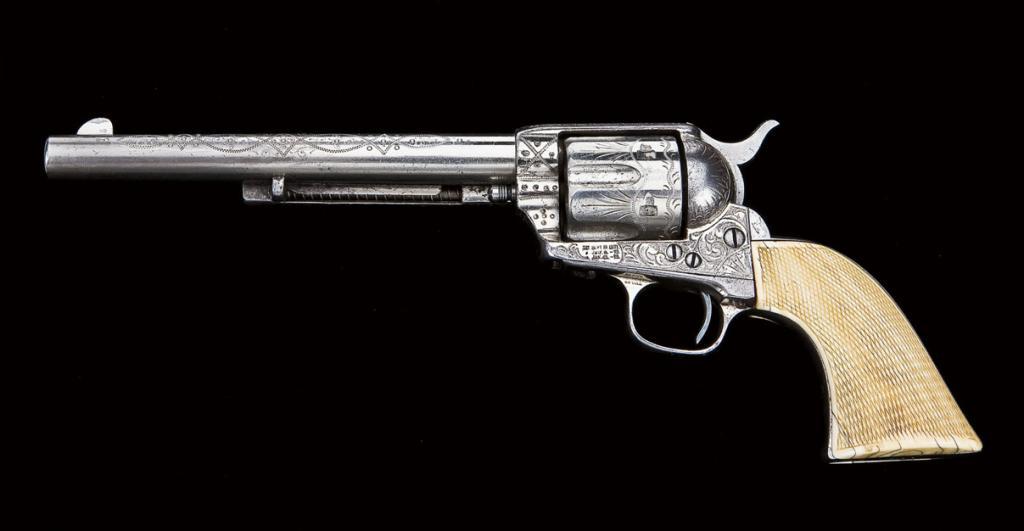 Engraved Colt SAA black powder SAA, .45 cal., 7-1/2” barrel, nickel ...