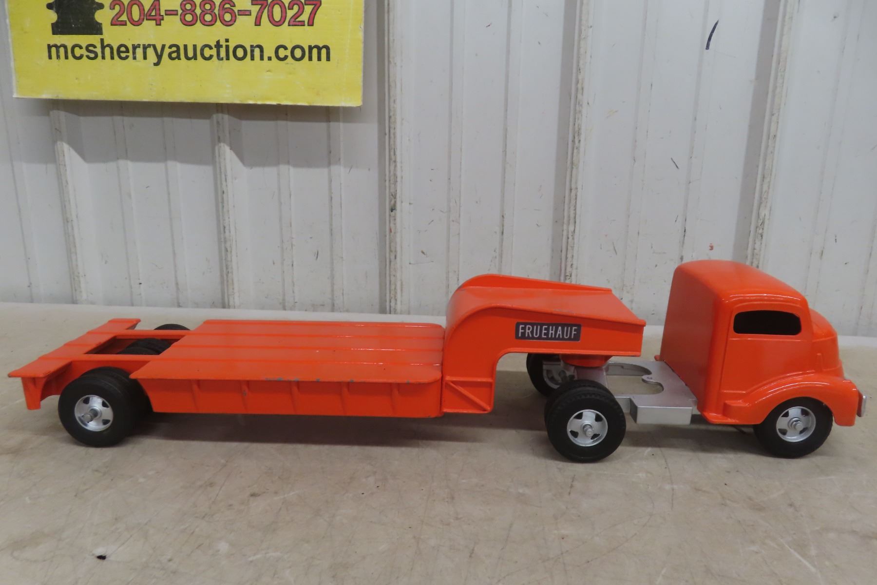 Smith-Miller Toy, GMC Truck with Lowboy Trailer, Pressed Metal ...