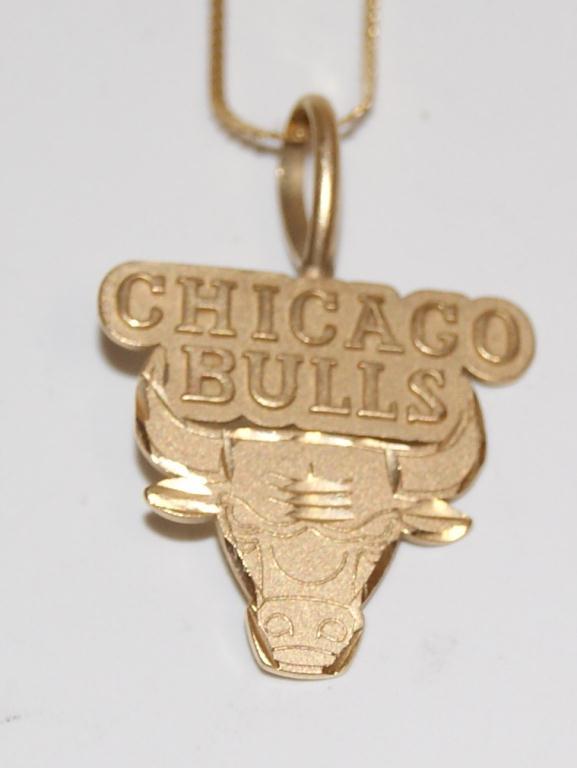 14K Gold Chain & Chicago Bulls Pendant