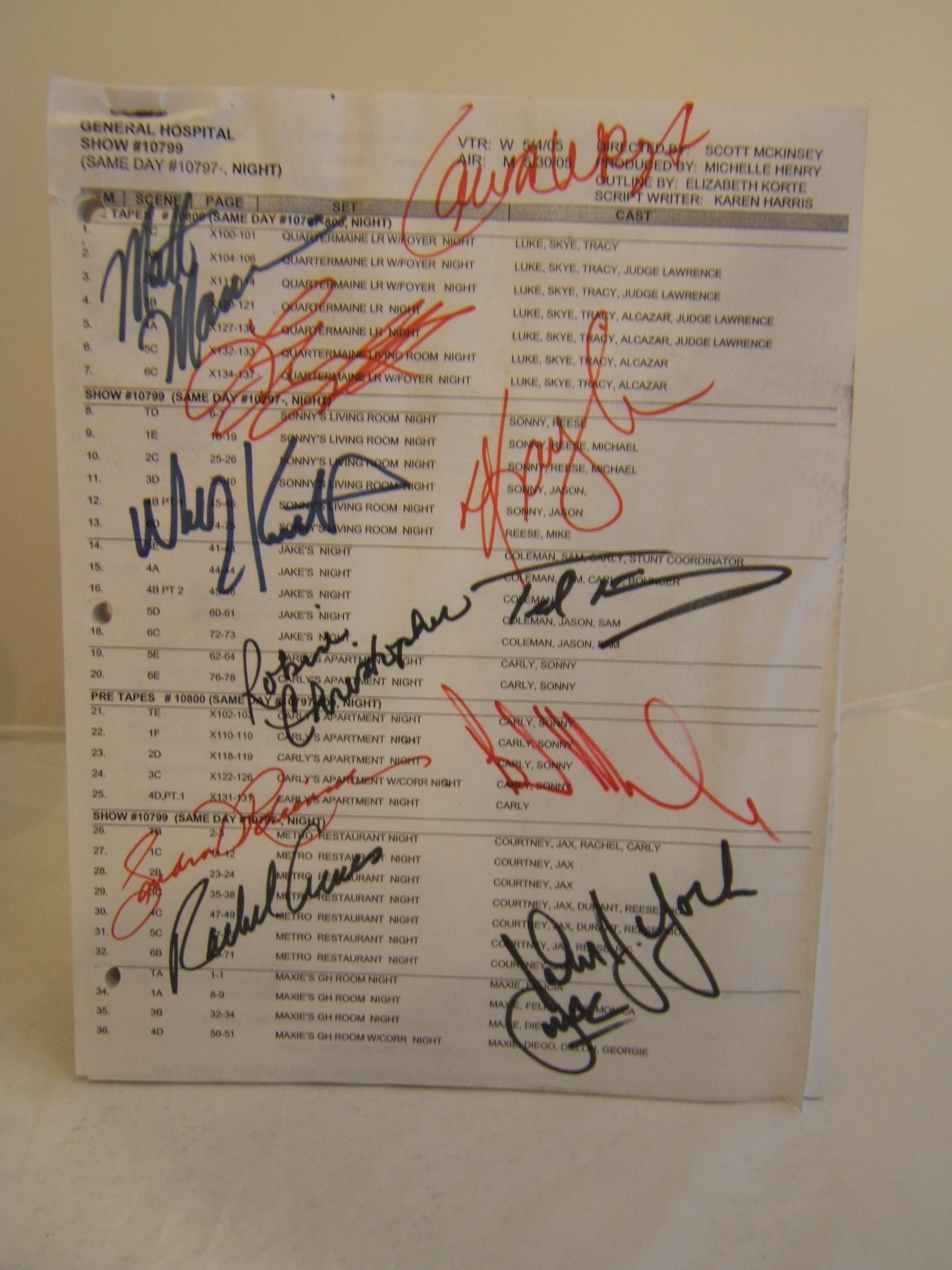 General Hospital Signed Script