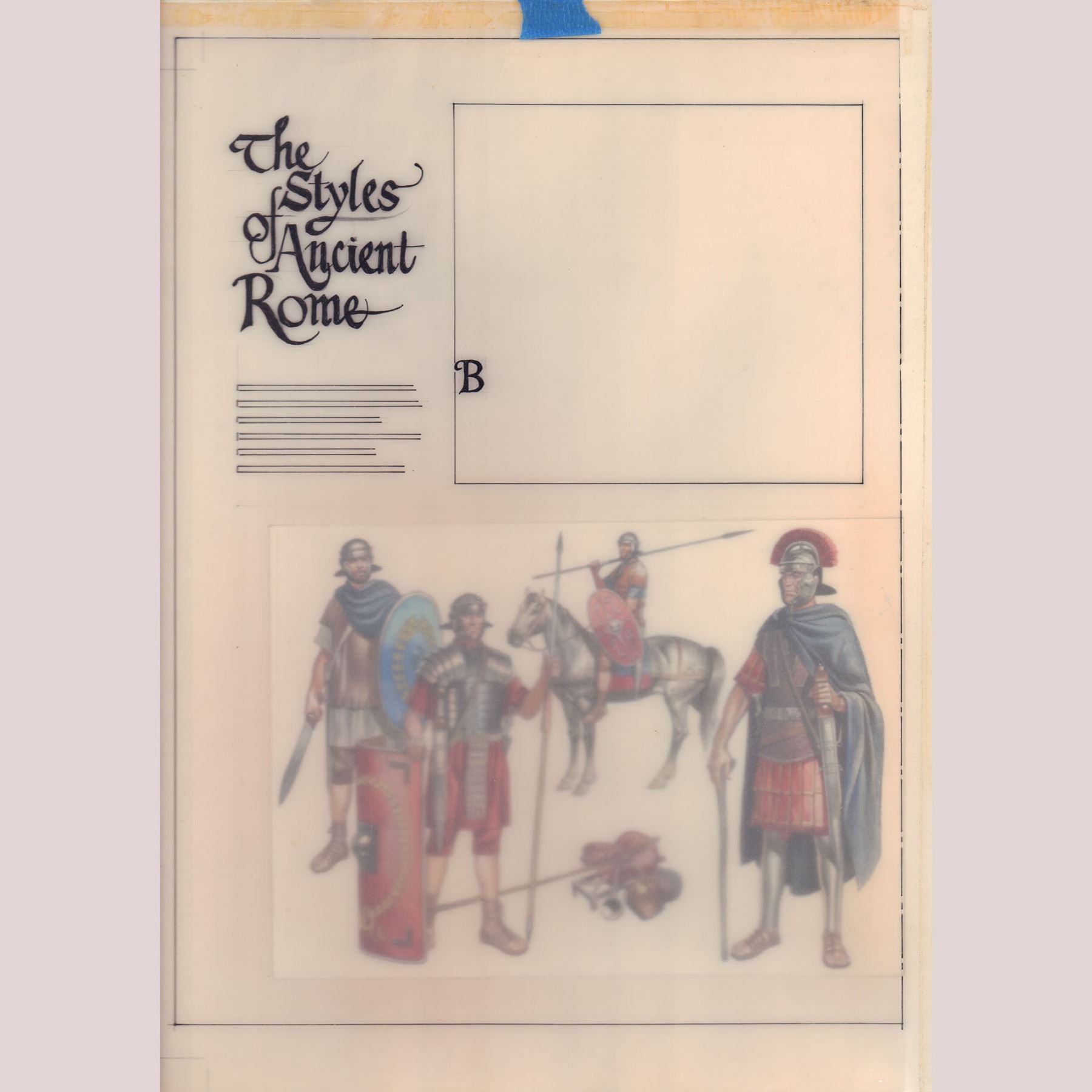 Original Gouache Illustration & Overlay, Styles of Ancient Rome Educ.Plate