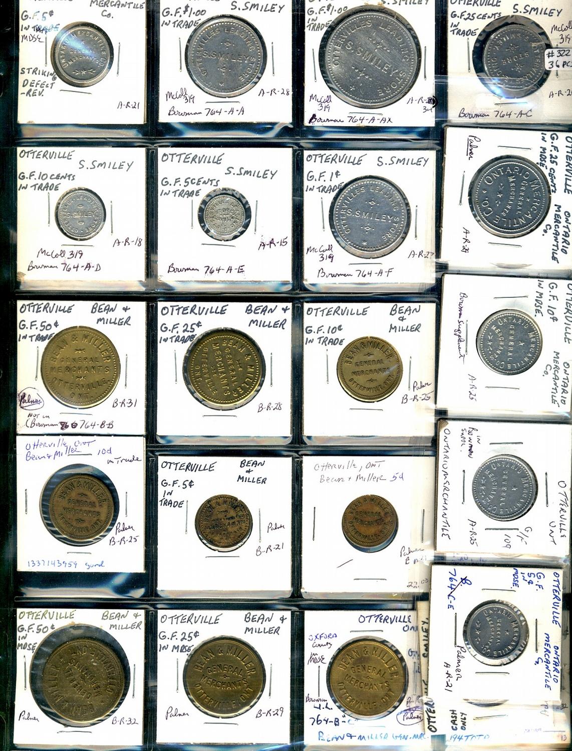 Ontario. Various dairy and merchant tokens from Otterville. (25 pieces)