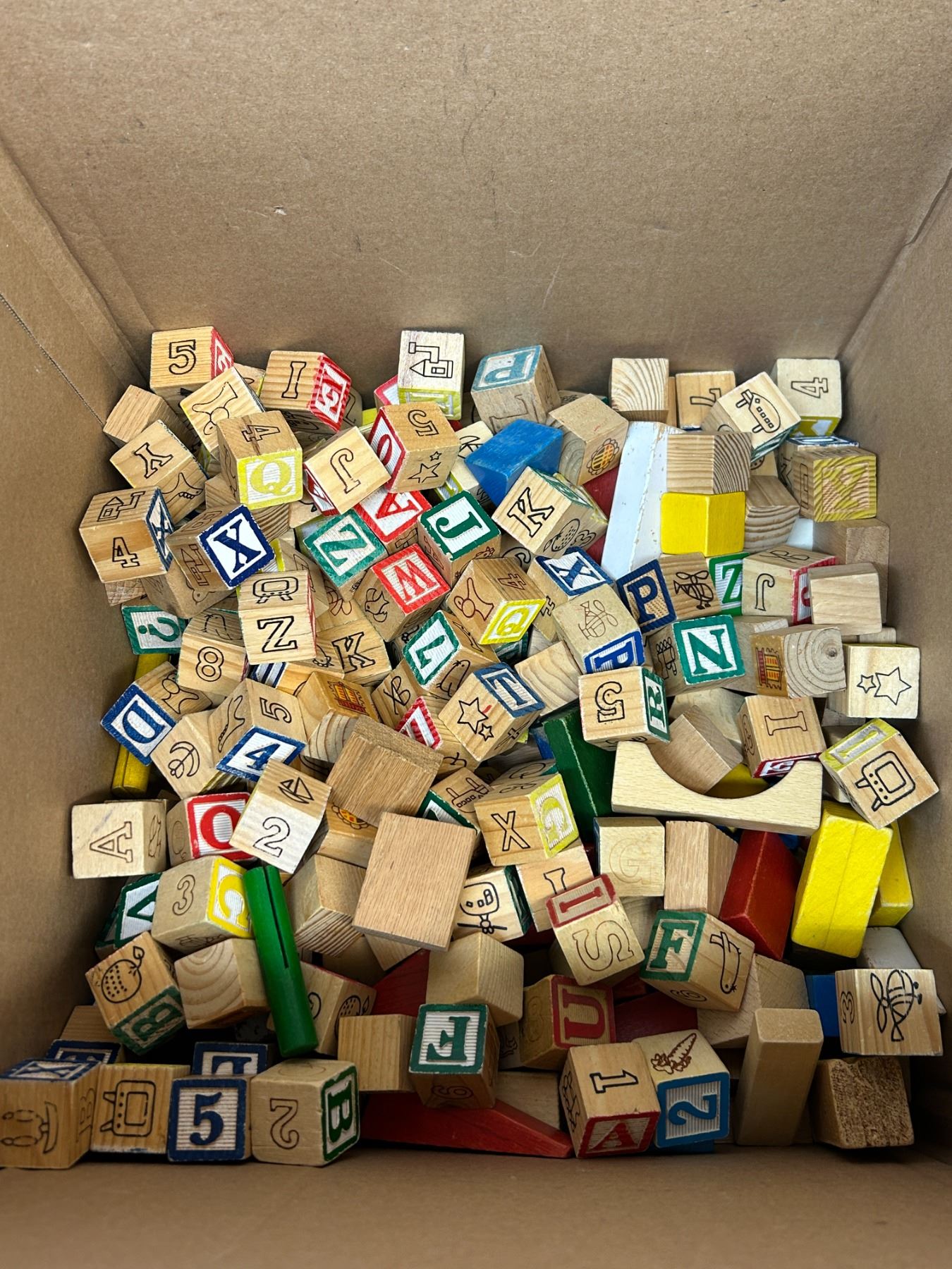 Box of Wooden Alphabet Blocks