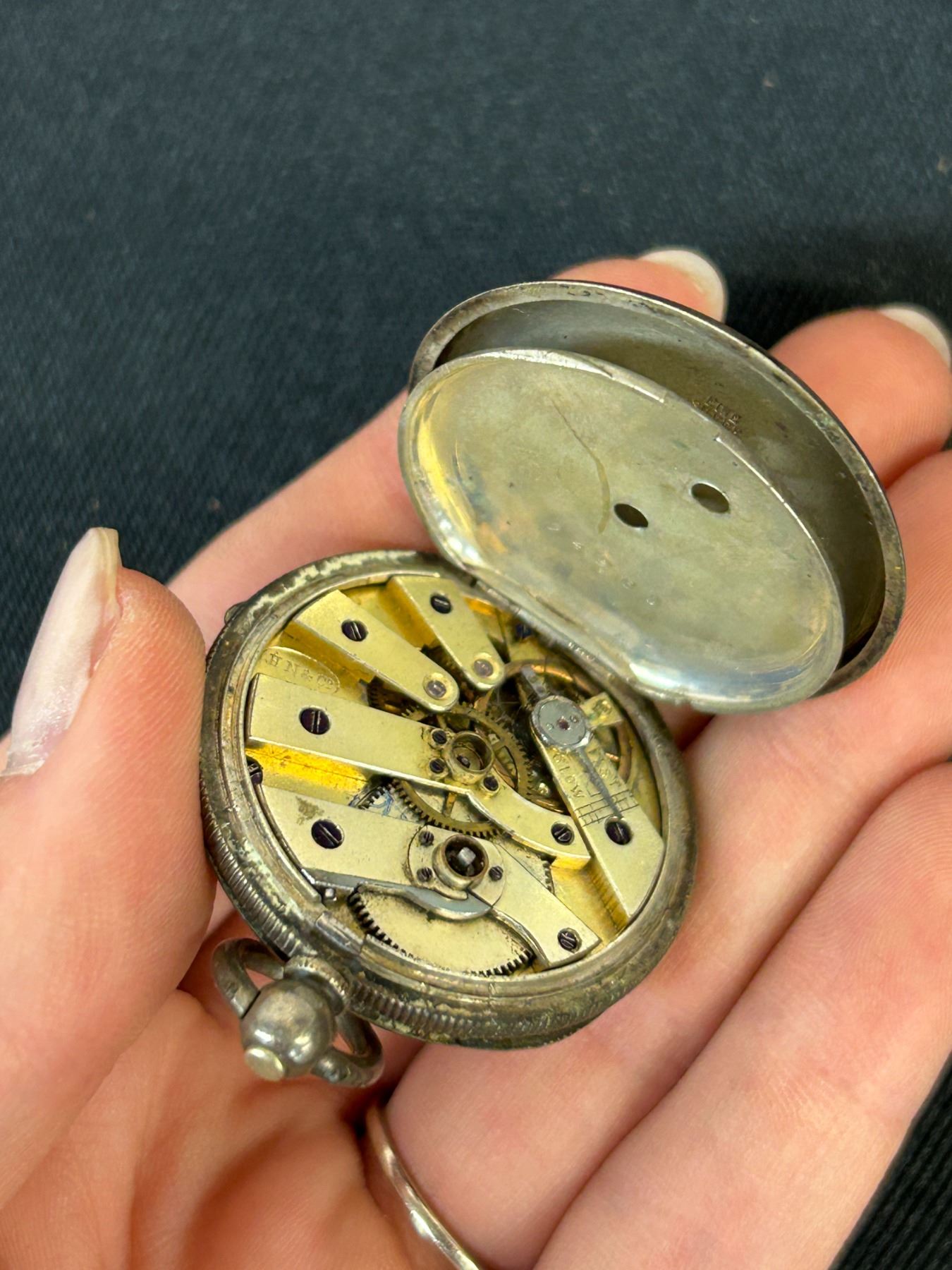 Vintage Antique Fine Silver Bridge Movement Pocket Watch HN-ENCO