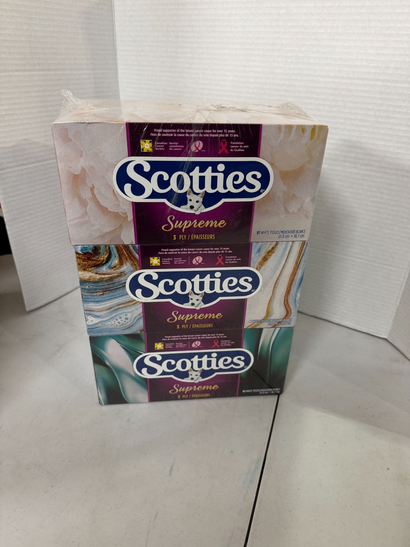 Scotty supreme three ply tissue six boxes