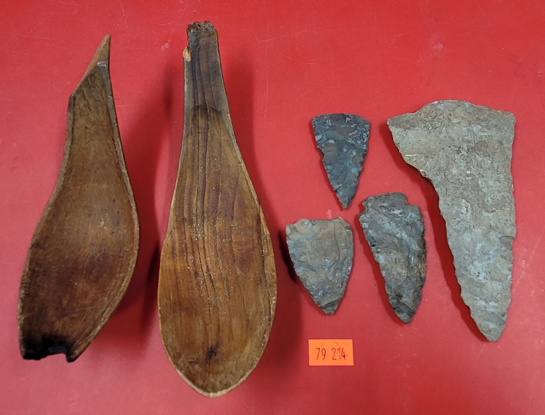 Antique First Nations Artifacts w/ Arrows Heads & Wooden Ladles
