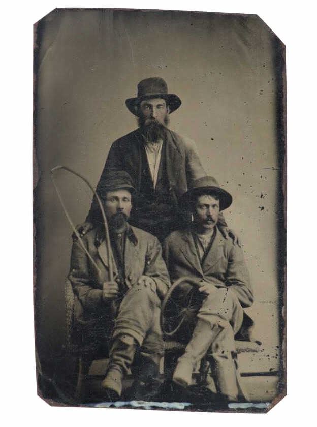 Rare Cattle Drovers Tintype Photo ca. 1860-70s