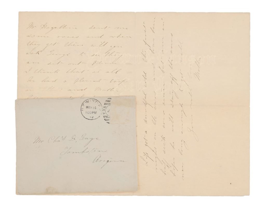 Rare Mollie Fly Letter re: Sonora Earthquake 1887