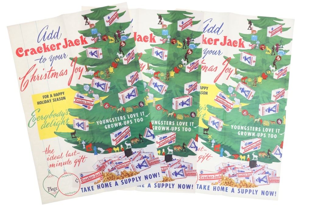 Original Cracker Jack Christmas Store Poster 1950s