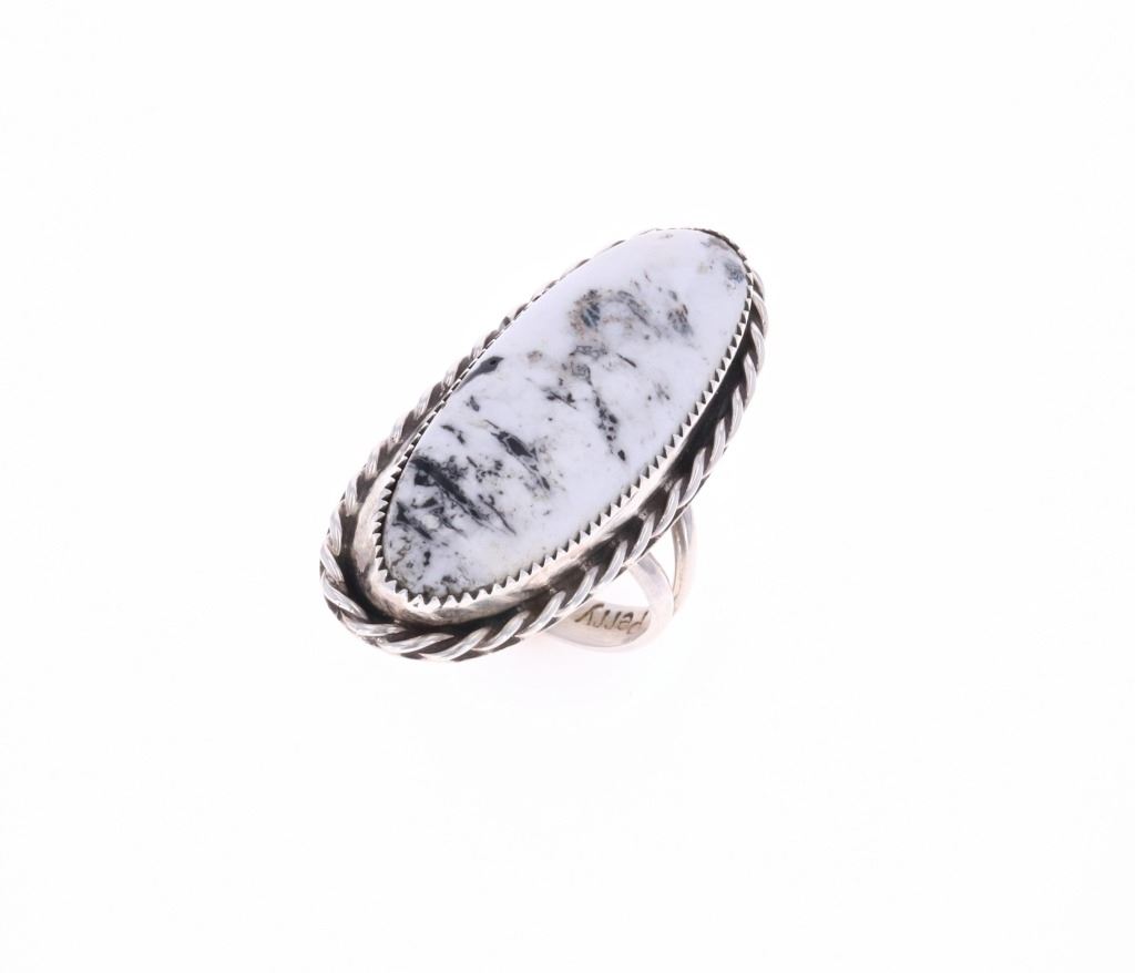 Navajo G. Perry Sterling & White Buffalo Ring