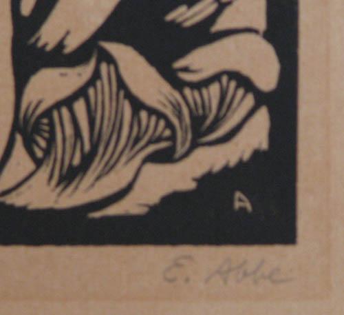 Elfriede Martha Abbe wood engraving Chanterelles