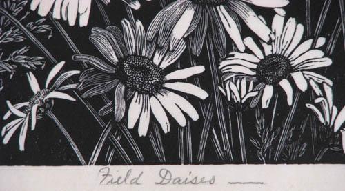 Grace Albee 1939 wood engraving Field Daises
