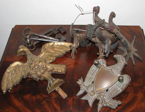 Assorted Civil/Indian War Era Relics including Horse Spurs, Eagle ...