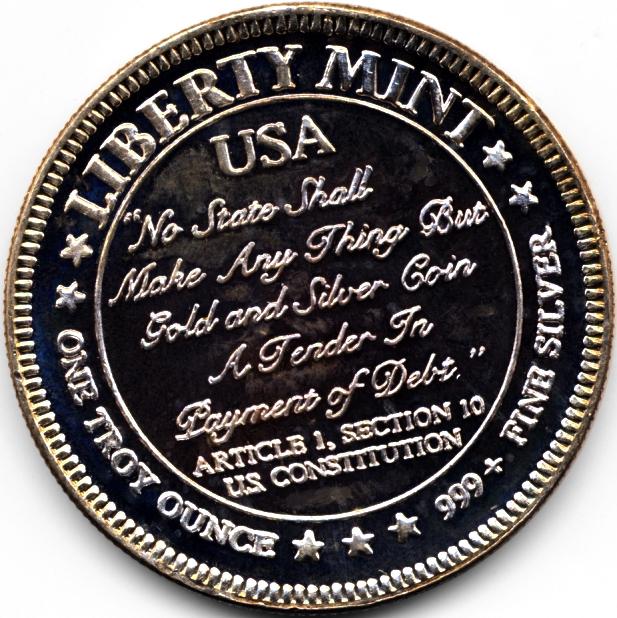 1985 LIBERTY MINT 1 oz SILVER ROUND-.999 SILVER