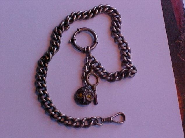Heavy sterling silver watch chain, with continental hallmark ...