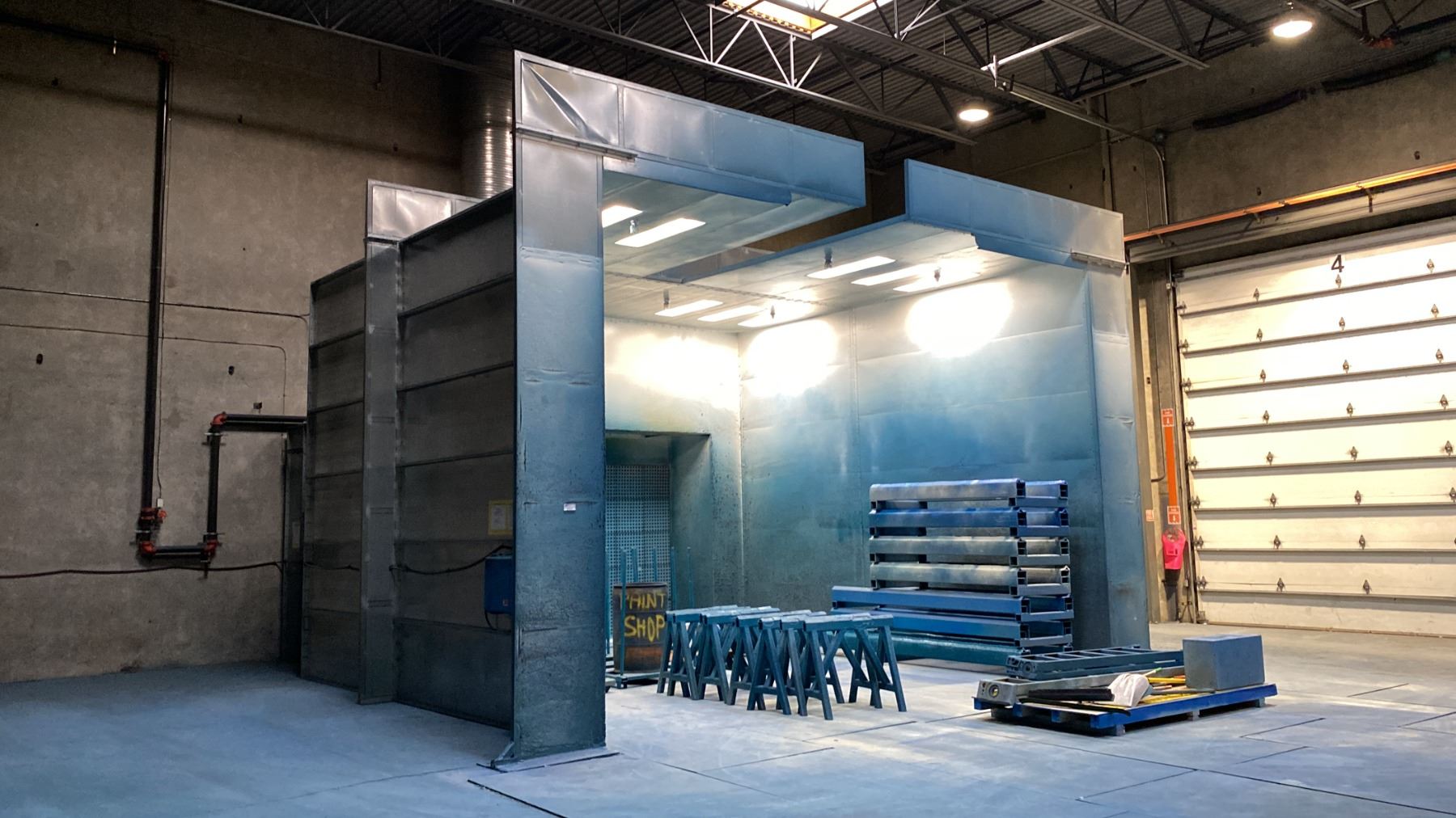 COL-MET LARGE METAL PANEL INDUSTRIAL PAINT BOOTH APPROX 30' X 30' WITH ...