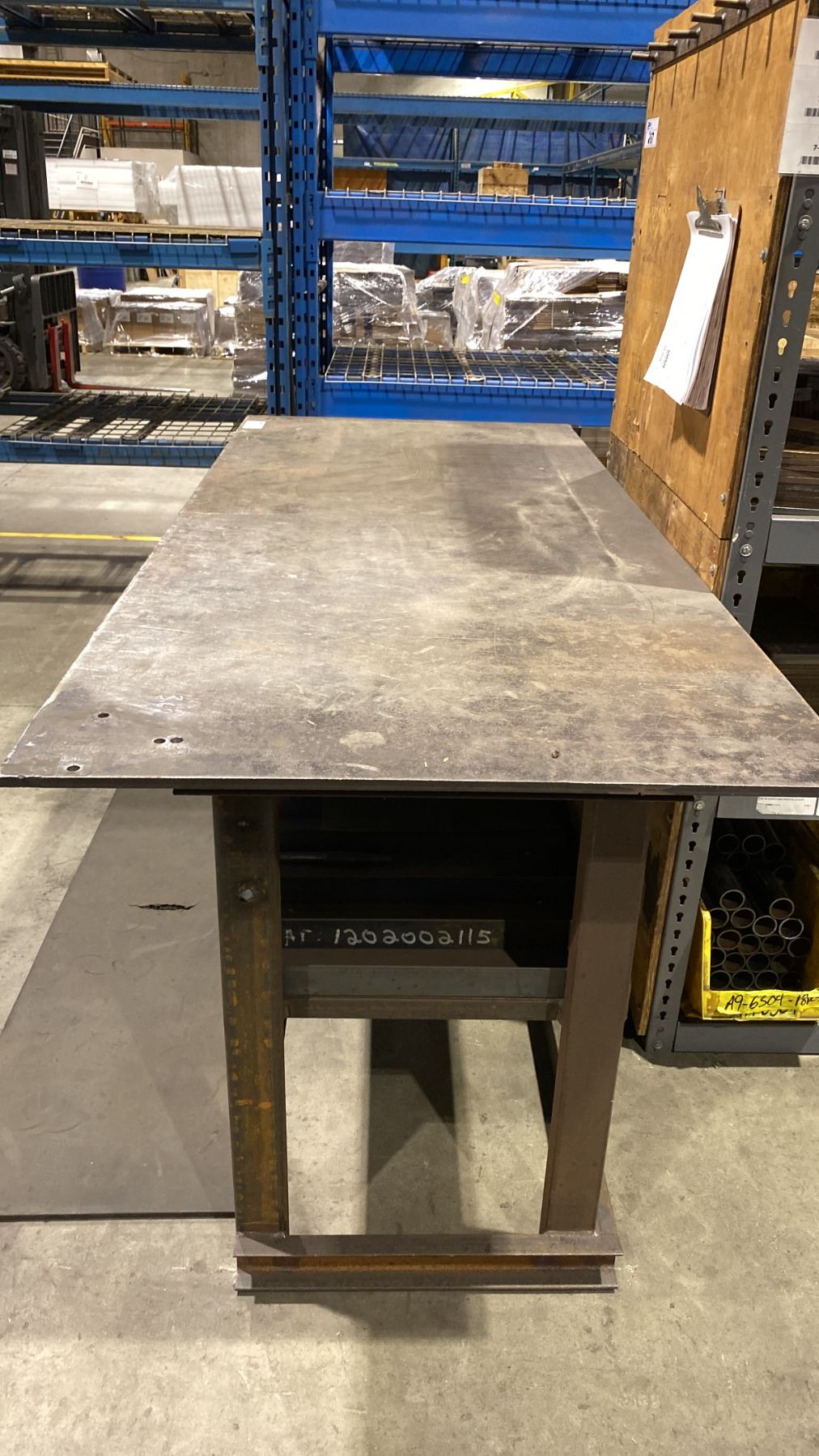 1/2" THICK TOP 2 TIER METAL SHOP TABLE APPROX 7'L X 3'D X 3'H WITH AIR ...