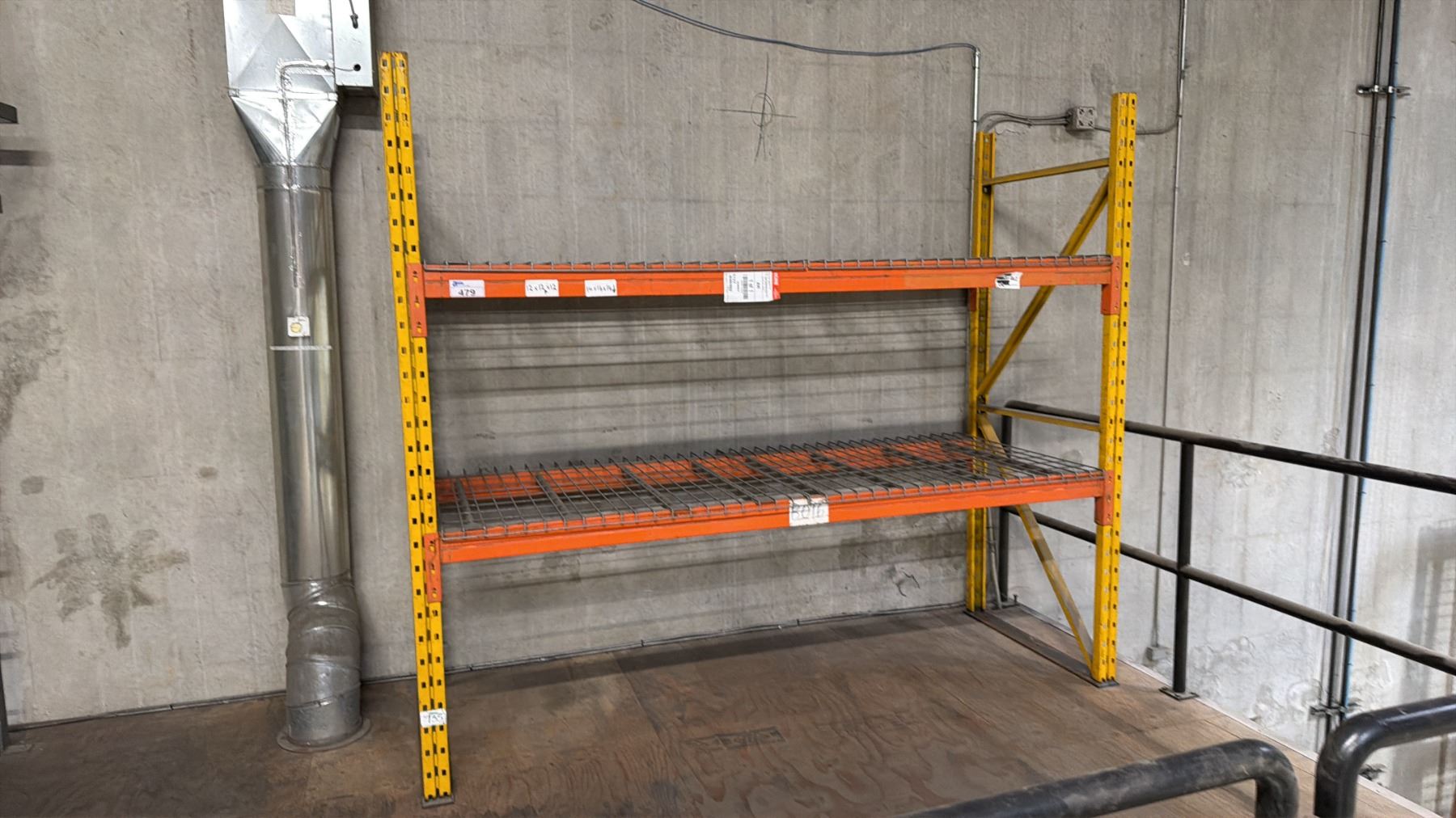 2 SECTIONS OF ORANGE/YELLOW PALLET RACKING - Able Auctions