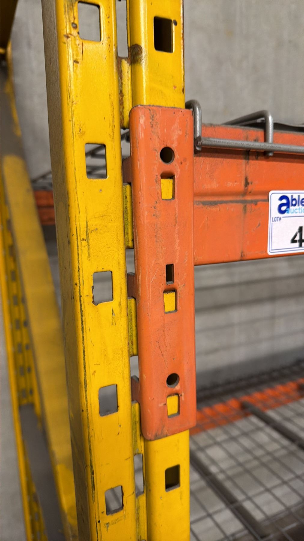 2 SECTIONS OF ORANGE/YELLOW PALLET RACKING - Able Auctions
