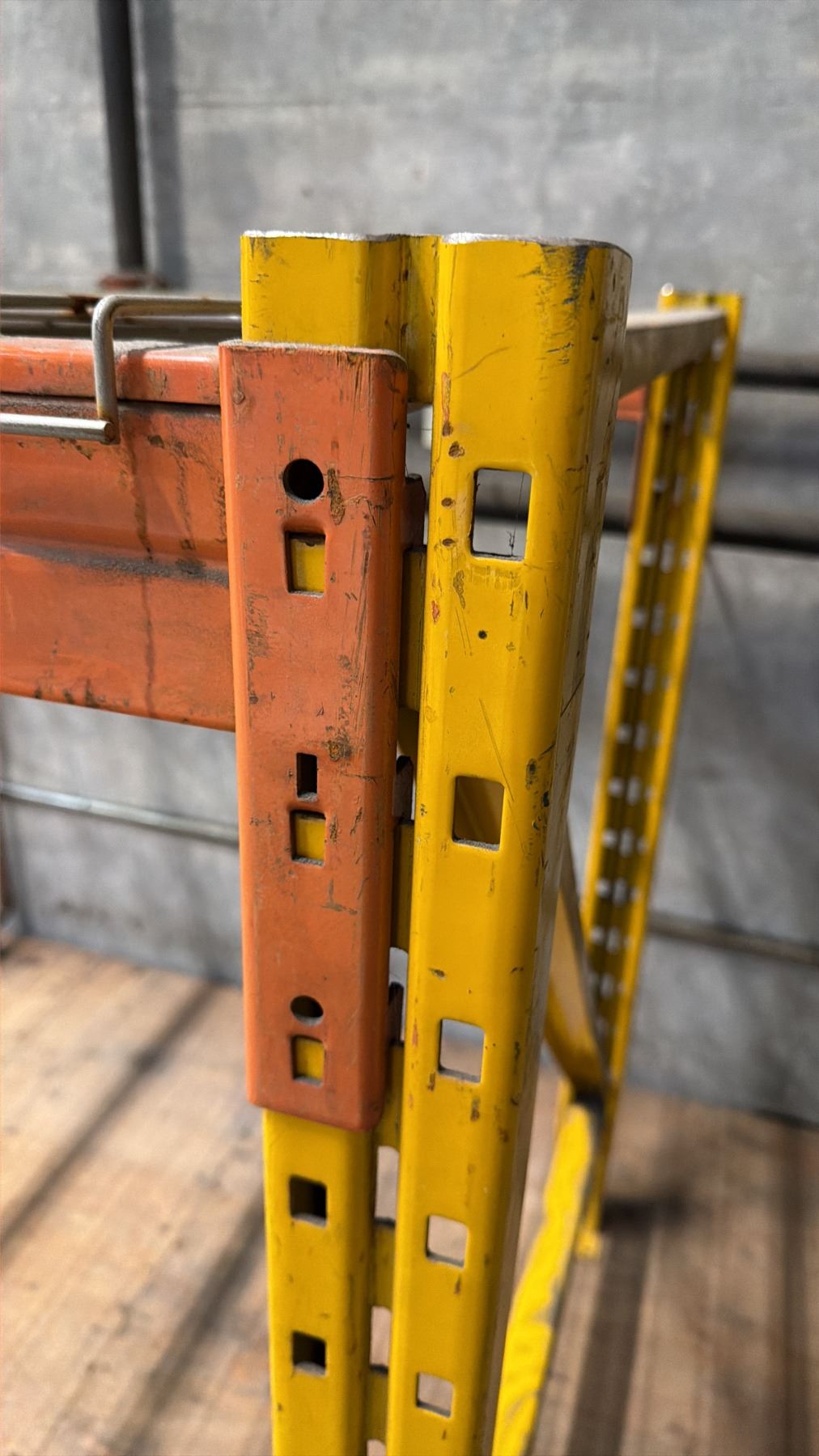 2 SECTIONS OF ORANGE/YELLOW PALLET RACKING - Able Auctions