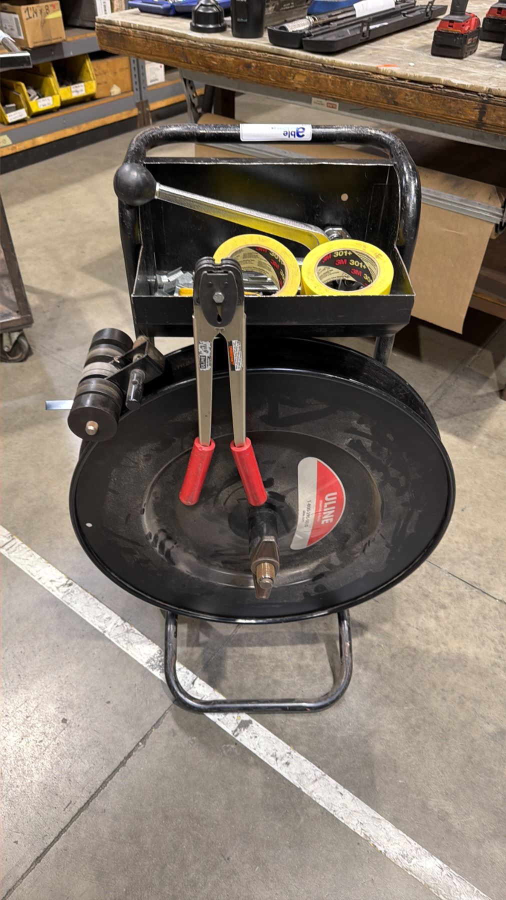 ULINE BLACK METAL BANDING CART WITH TOOLS & CRIMPS - Able Auctions