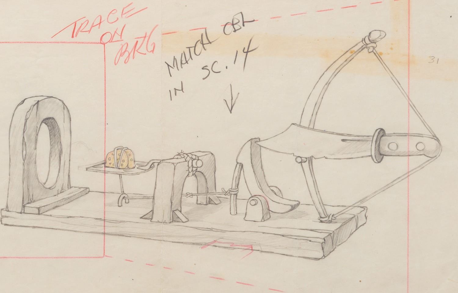 A "Three Blind Mouseketeers" Original Layout Drawing.