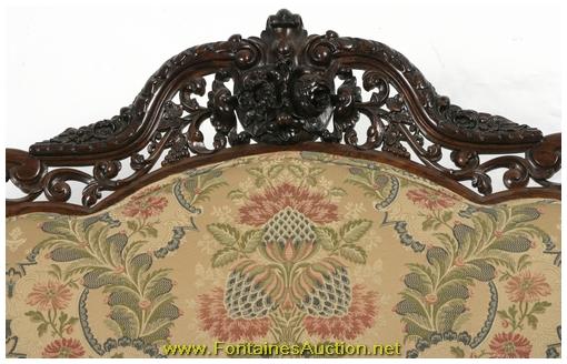 J & JW Meeks "Hawkins" Pattern Laminated Rosewood Sofa