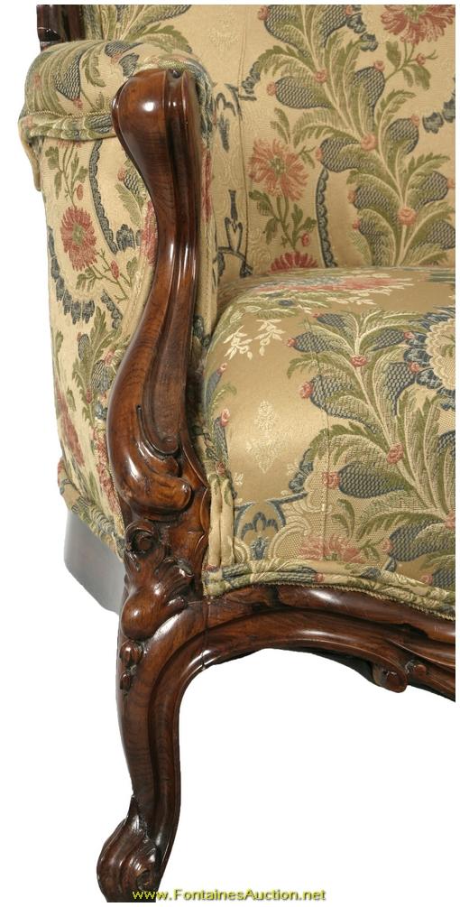 J & JW Meeks "Hawkins" Pattern Laminated Rosewood Sofa