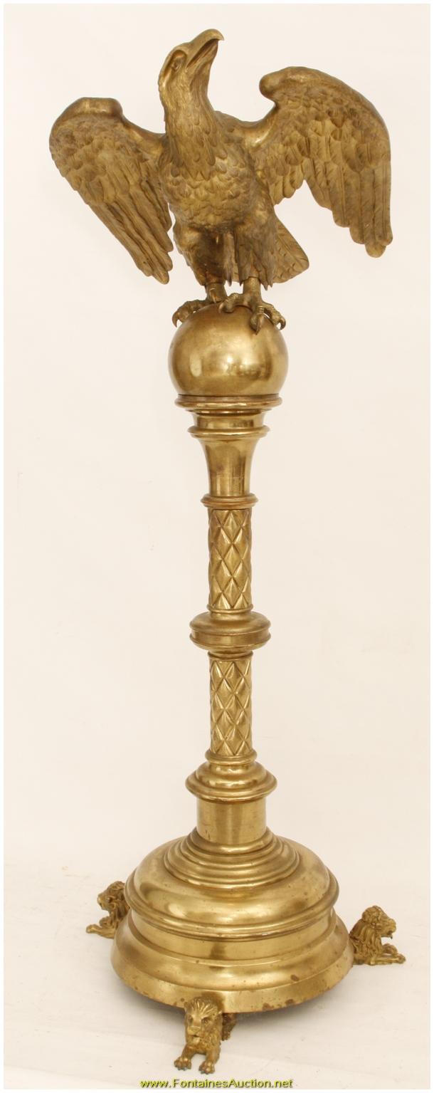 LARGE FIGURAL BRASS EAGLE PODIUM