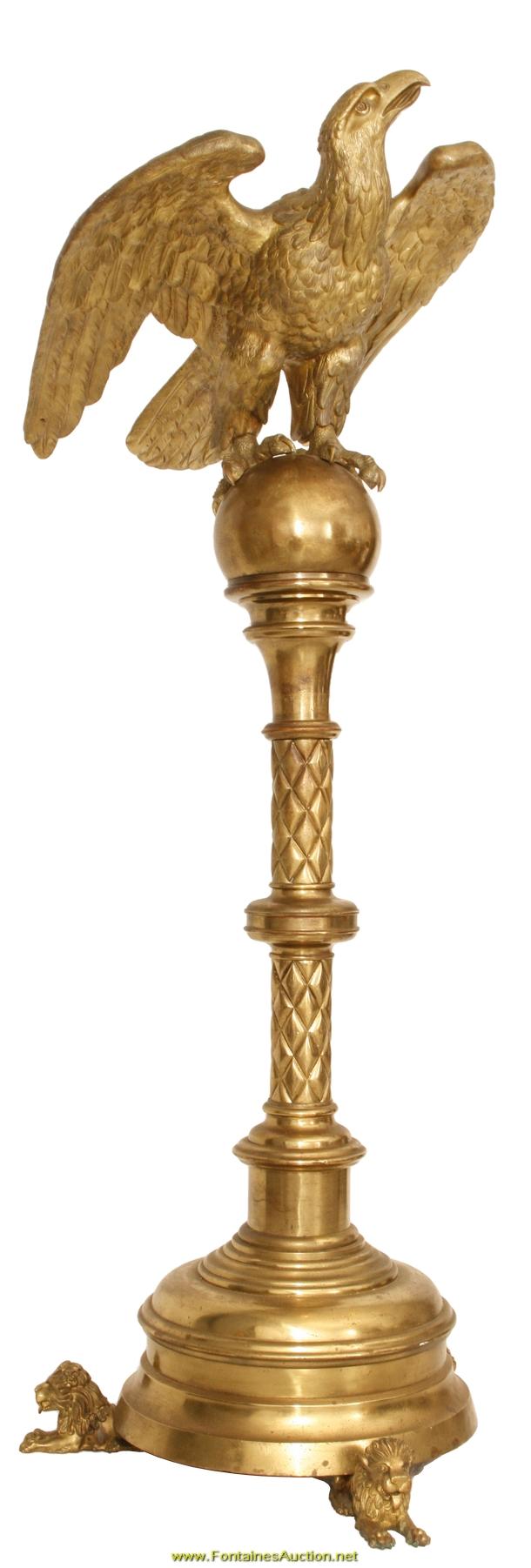 LARGE FIGURAL BRASS EAGLE PODIUM
