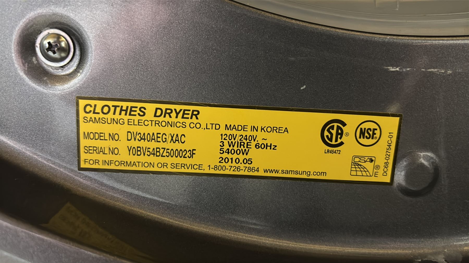 SAMSUNG FRONT LOADING CLOTHES WASHER & SAMSUNG POWER FOAM VRT CLOTHES ...