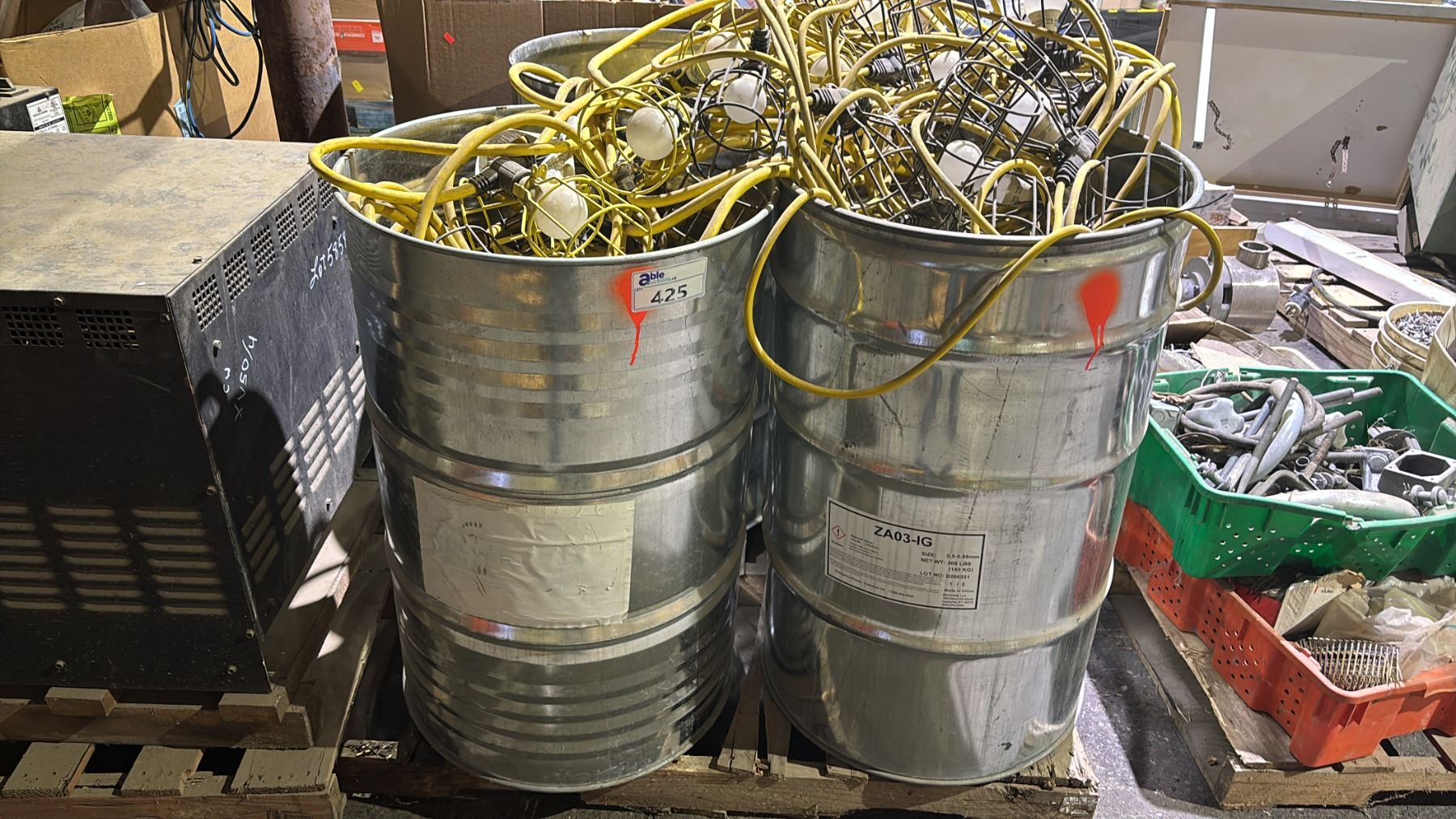 PALLET OF 4 DRUMS OF INDUSTRIAL STRING LIGHTS - Able Auctions